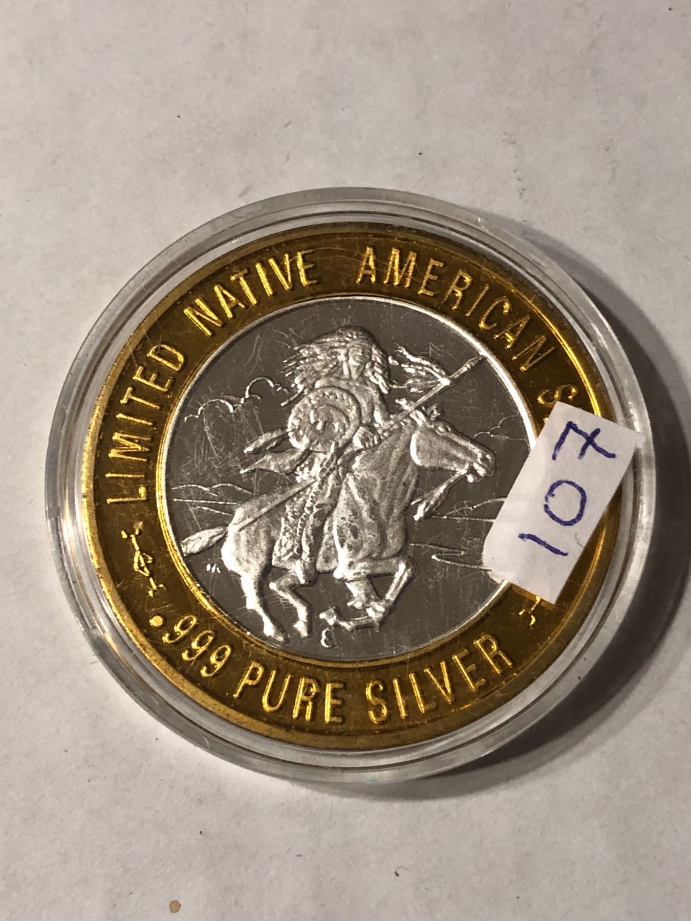 999 Pure Silver Casino Coin GERONIMO APACHE Native American Series