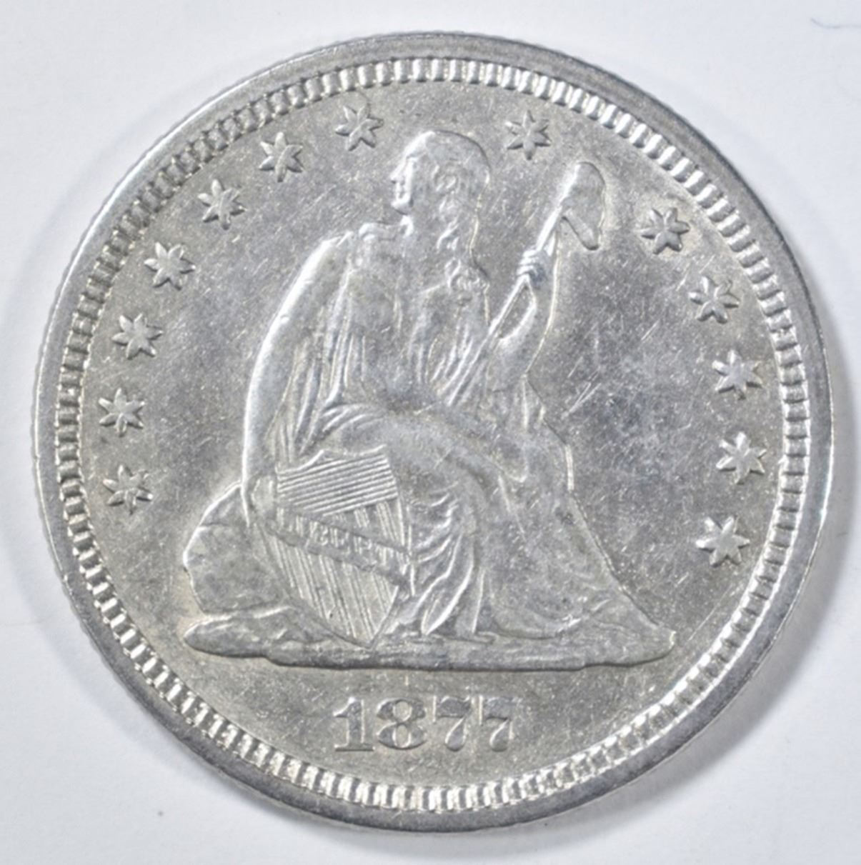 1877 SEATED LIBERTY QUARTER AU