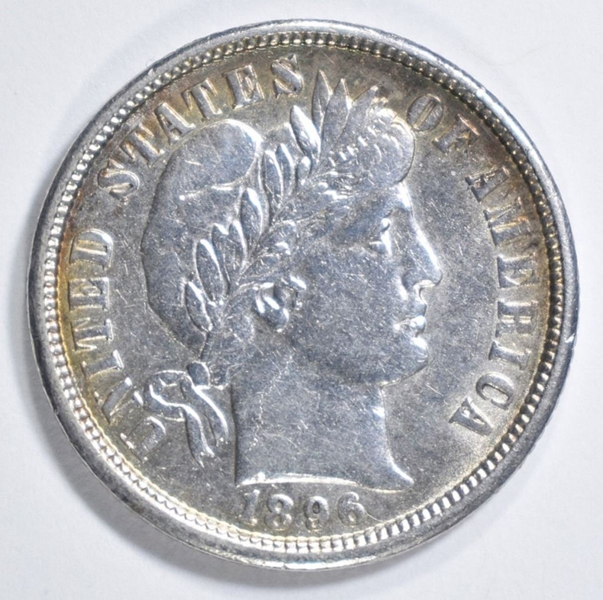 1896-O BARBER DIME CH AU