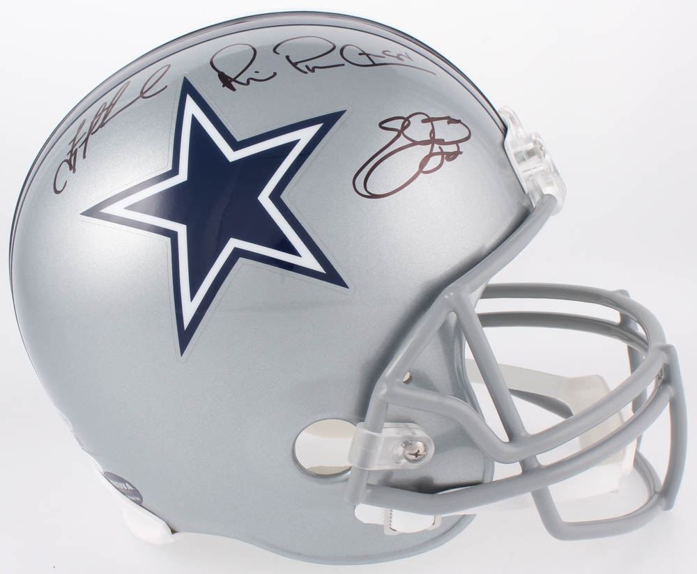 Emmitt Smith, Troy Aikman Michael Irvin Signed Cowboys Full-Size Helmet (JSA COA Beckett COA PROV