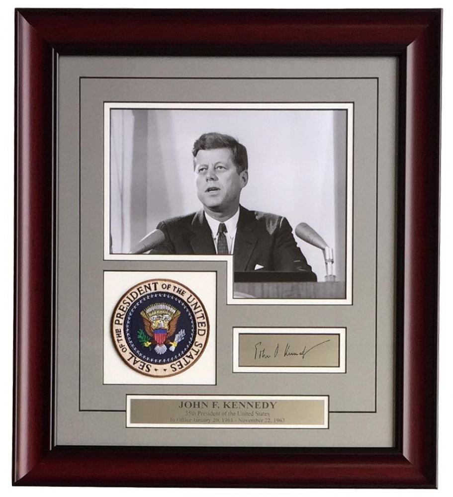 John F. Kennedy 17x19 Custom Framed Photo Display with Laser Engraved ...