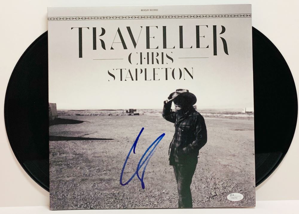 Chris Stapleton Signed â€œTravelerâ€œ LP Cover (JSA COA)