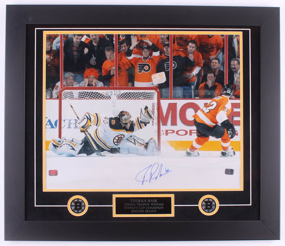 Tuukka Rask Signed Bruins 23.5x27.5 Custom Framed Photo Display (Rask ...