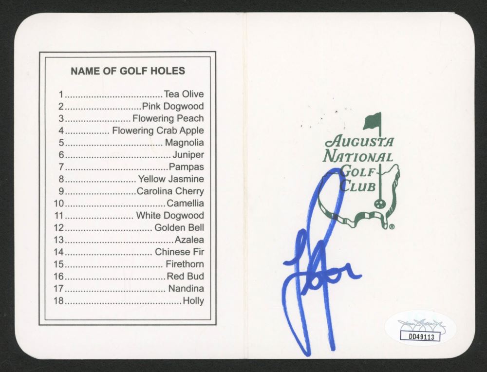 Justin Rose Signed "Masters" Augusta National Golf Club Scorecard (JSA COA)