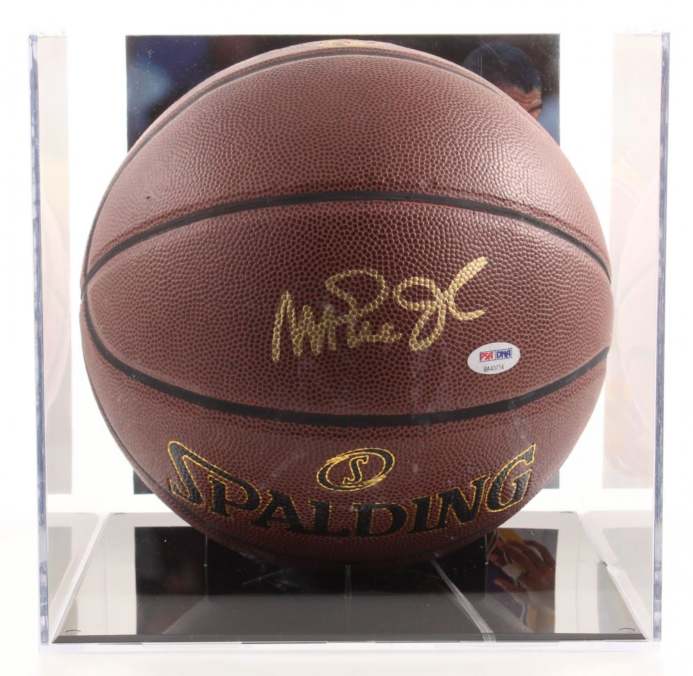 Magic Johnson Signed NBA Basketball with Display Case (PSA COA)