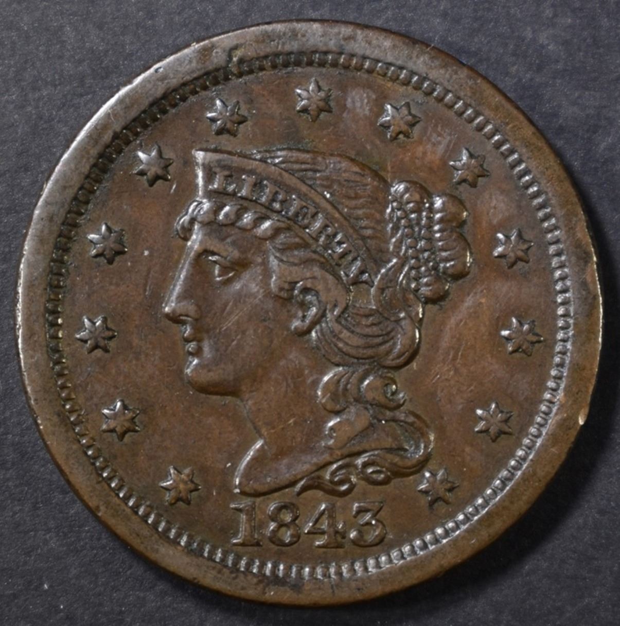 1843 LARGE CENT CH AU