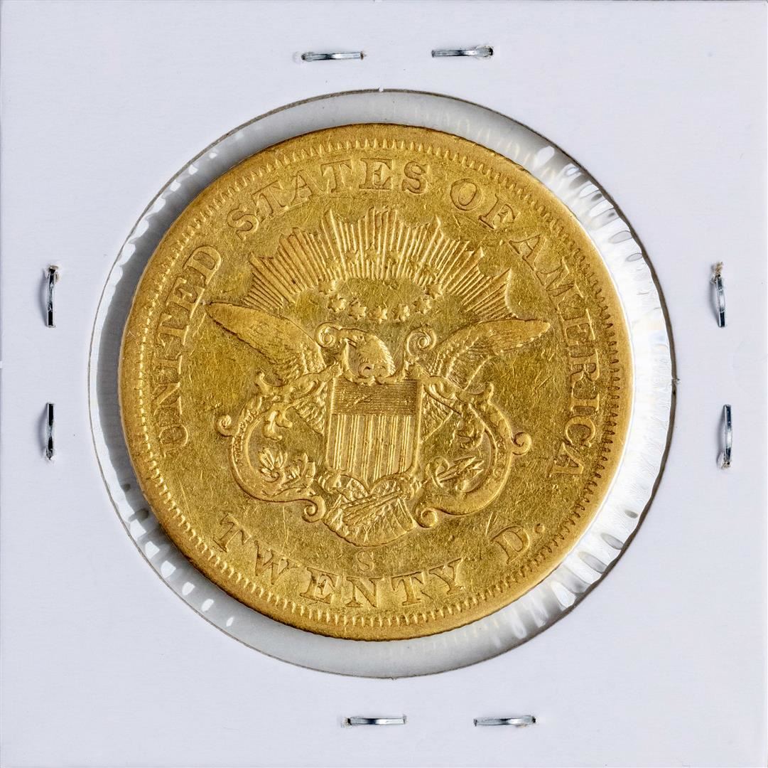1858-S $20 Liberty Head Double Eagle Gold Coin