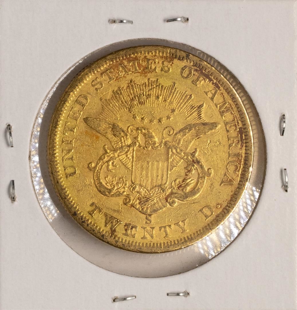 1861-S $20 Liberty Head Double Eagle Gold Coin