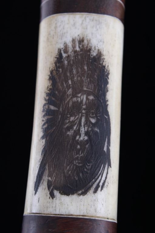 M.T. Knives Blackfoot Indian Chief Scrimshaw Knife