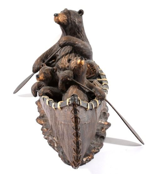 Big Sky Carvers Bears Canoeing Sculpture