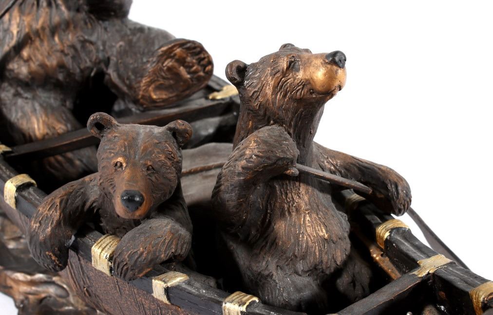 Big Sky Carvers Bears Canoeing Sculpture