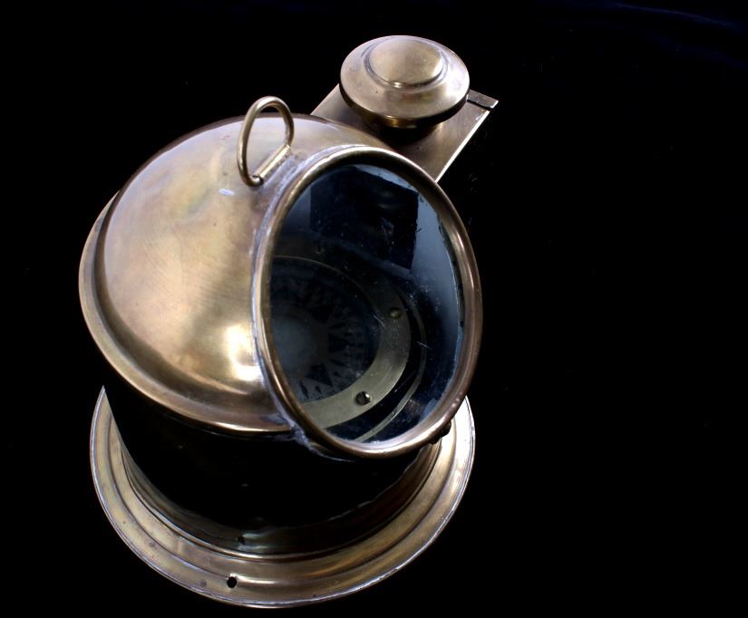 Authentic Brass Lifeboat Binnacle W/ Plath Compass