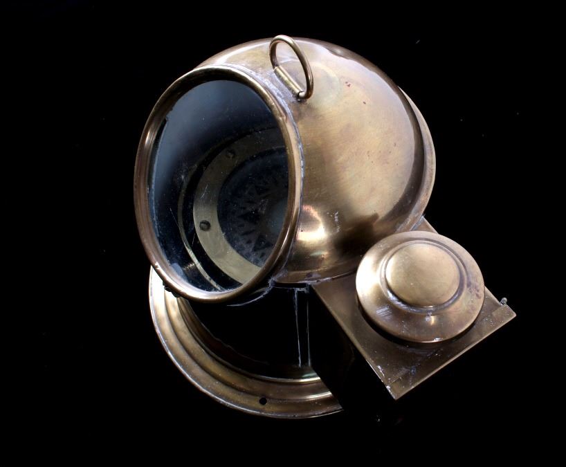 Authentic Brass Lifeboat Binnacle W/ Plath Compass