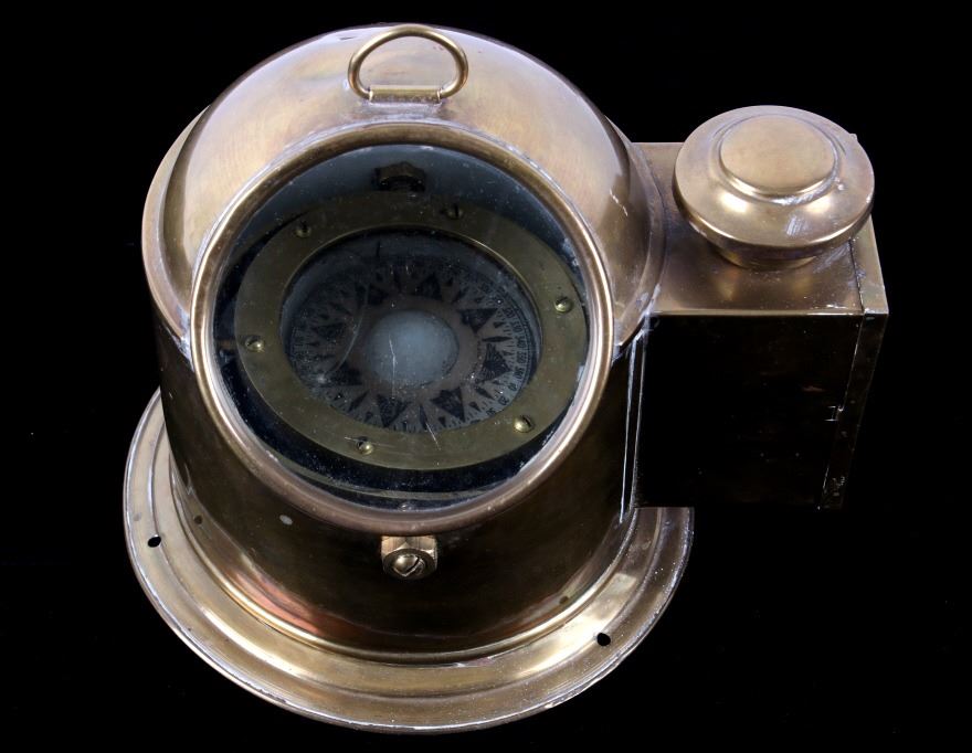 Authentic Brass Lifeboat Binnacle W/ Plath Compass