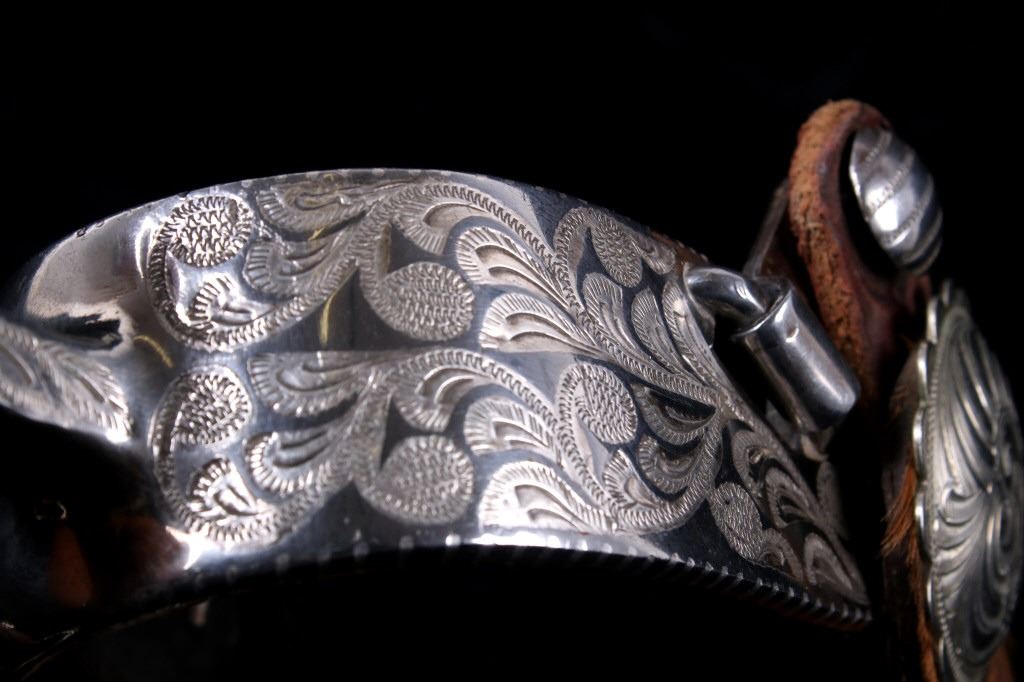 J. Vaquero Silver Embossed Plate Jingle Bob Spurs