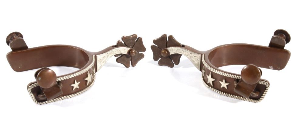 Western Five Leaf Clover Silver & Steel Spurs