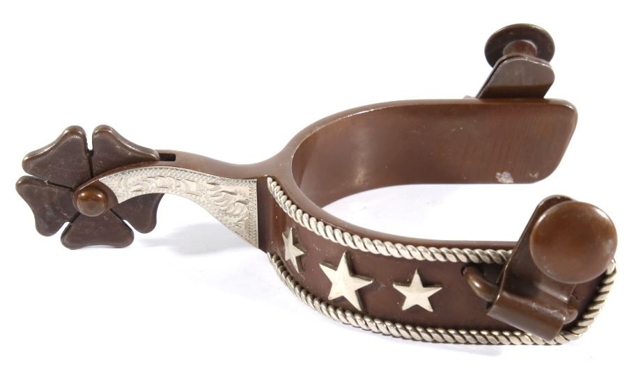 Western Five Leaf Clover Silver & Steel Spurs