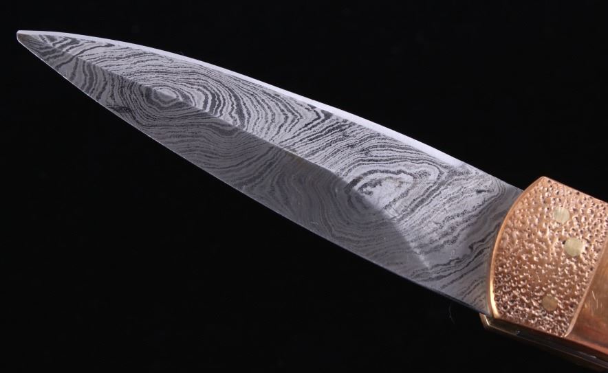 German Lever Lock Damascus Dagger Switchblade