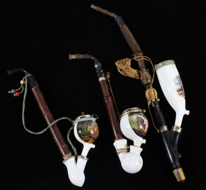 19th Century German Hand Painted Porcelain Pipes