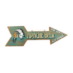 Hand Painted Folk Art Apache Beer Wooden Sign