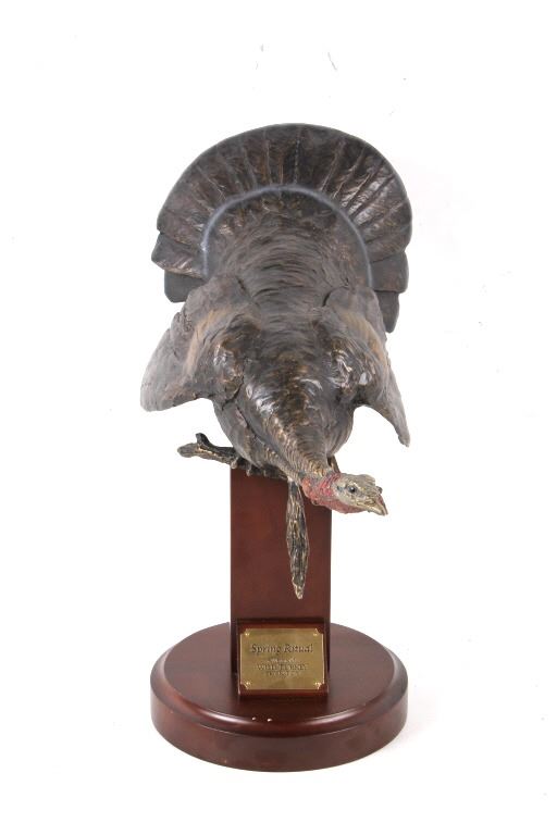 Bronzed Metal "Spring Ritual" Turkey Sculpture