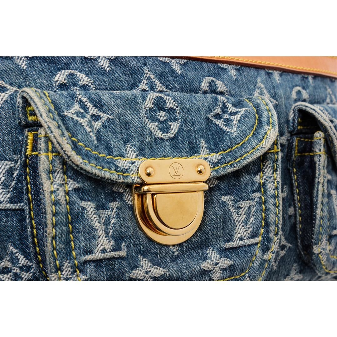 Louis Vuitton Monogram Blue Denim Leather Baggy PM Shoulder Bag