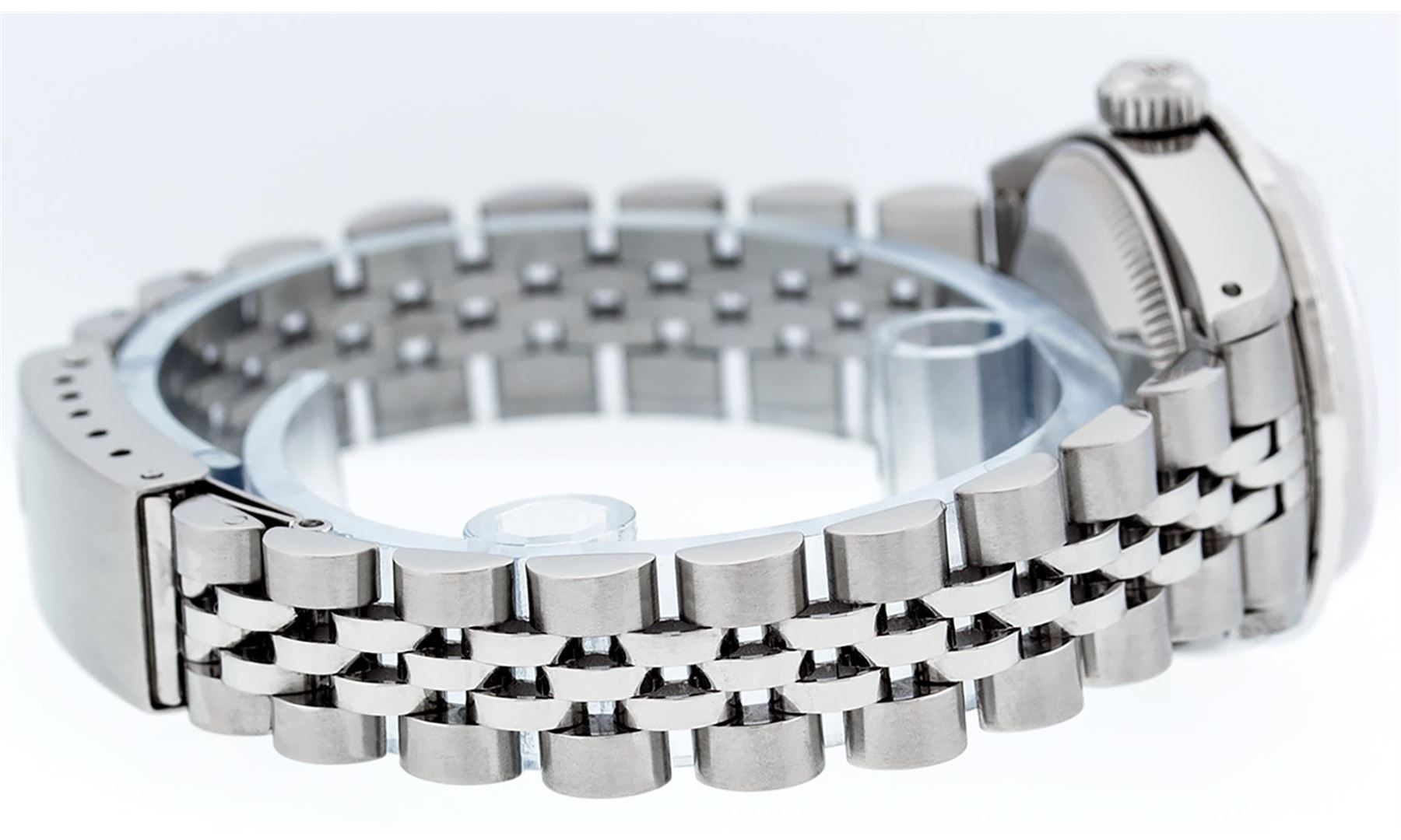 Rolex Ladies Stainless Steel Yellow Diamond & Sapphire Datejust Wristwatch