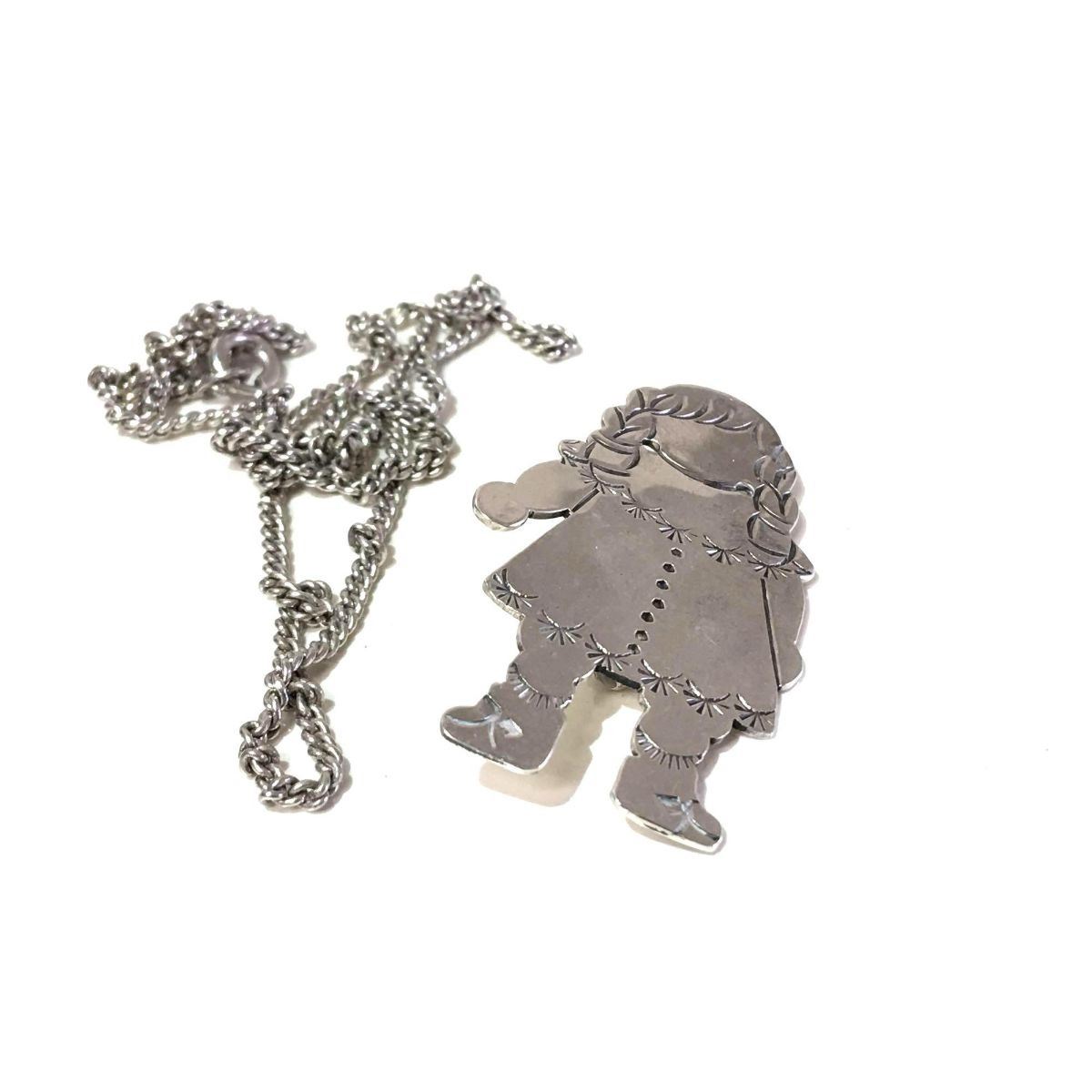 Darling Rag Doll Sterling Silver Pin with Necklace Chain