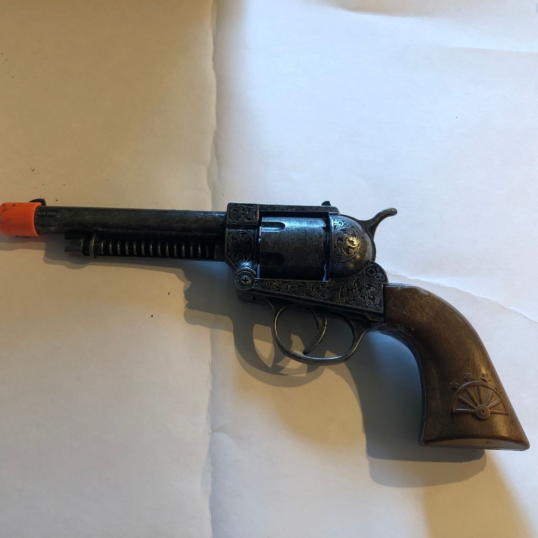 Extremely Rare Vintage-Edison-Giocattoli-Metal-Toy-Cap-Gun Complete