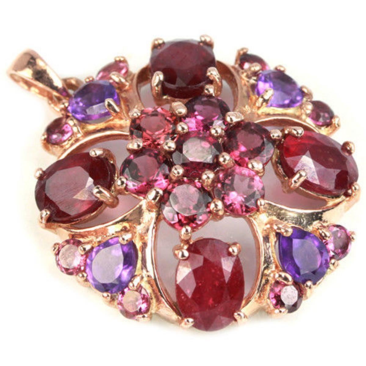 Natural RUBY AMETHYST RHODOLITE GARNET Pendant