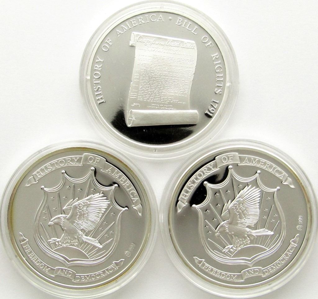 3-AMERICAN MINT 20g .999 SILVER PF ROUNDS