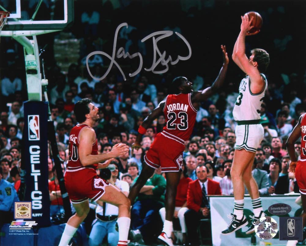 Larry Bird Signed Boston Celtics 8x10 Photo (Schwartz COA Bird Hologram)