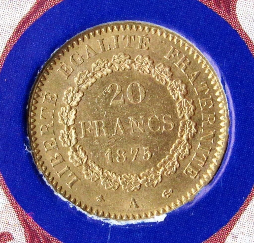 The Lucky Angel French 20 Franc Gold Coin 1875 20