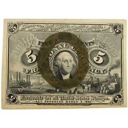 1863 FIVE CENT FRACTIONAL NOTE