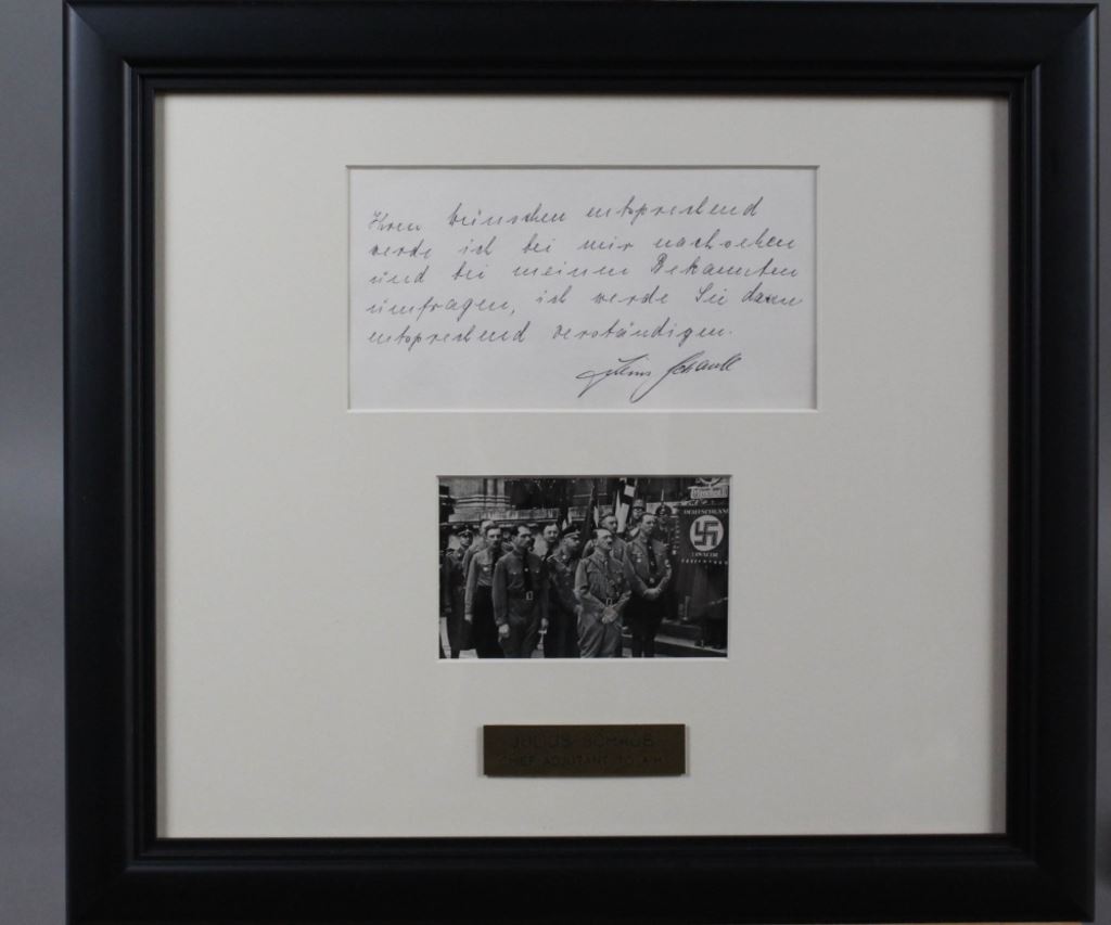 WWII Nazi Julius Schaub Signed Note