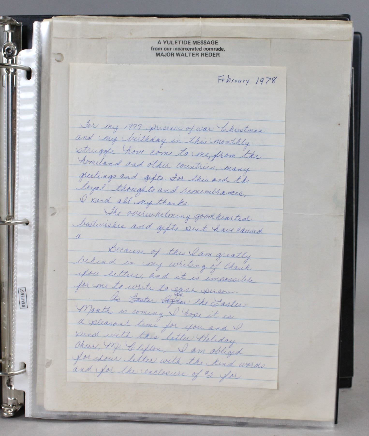 SS Major Walter Reder Correspondence