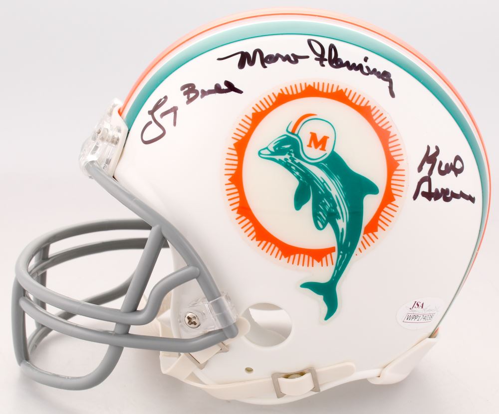 1972 Miami Dolphins Mini Helmet Team-Signed by (7) with Otto Stowe, Bob ...