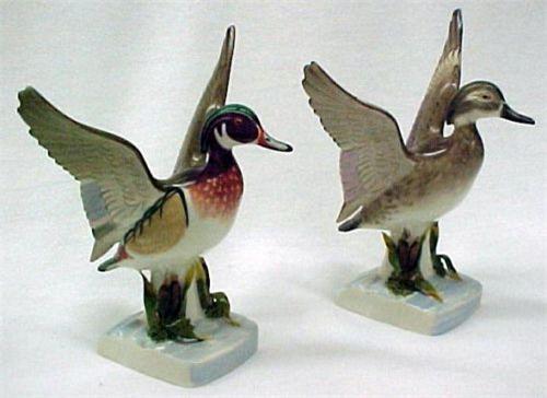 Pair of 5 Boehm figurines, a pair of Wood Ducks