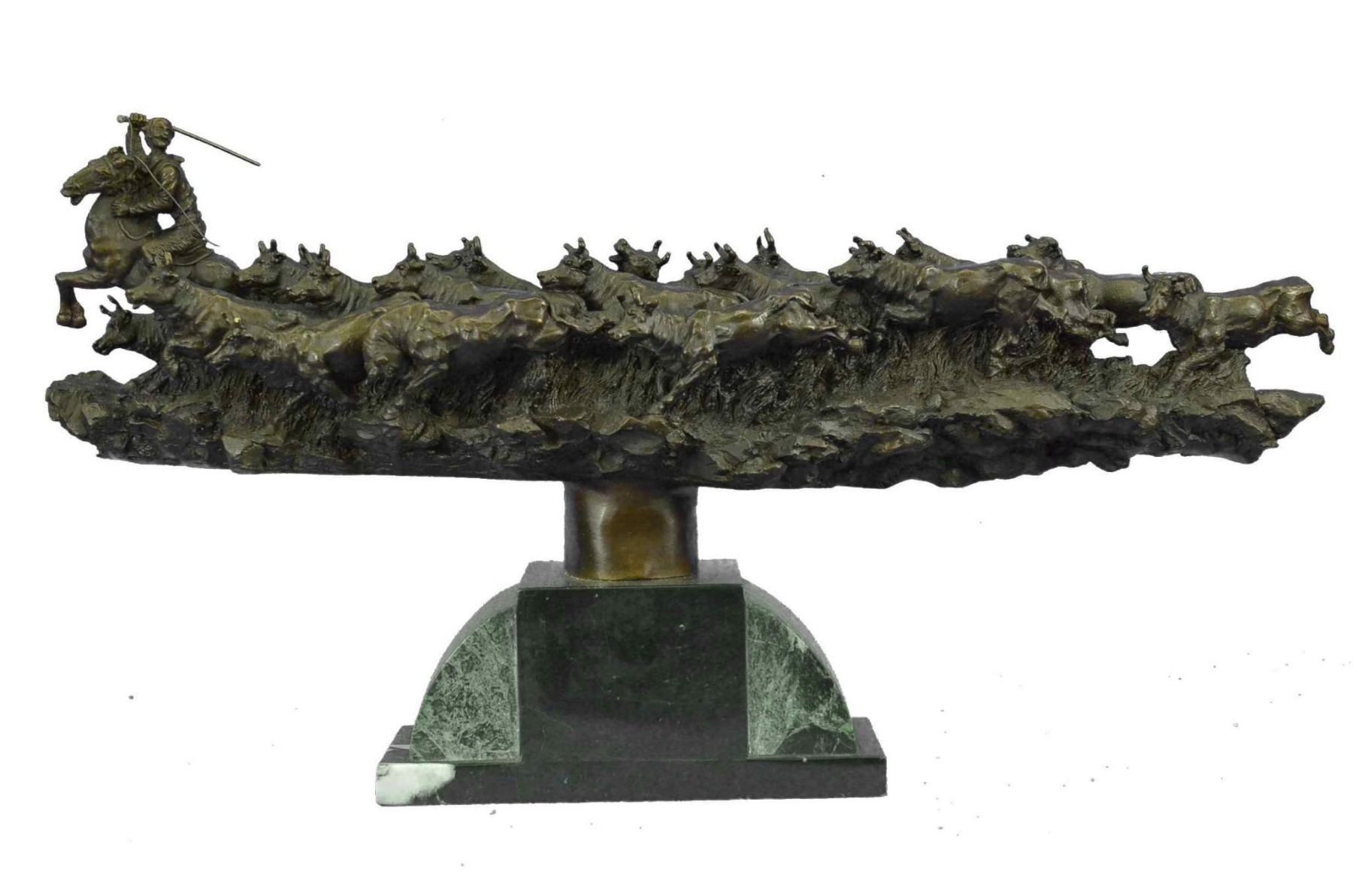 CATTLE DRIVE Western Bronze Metal Statue Sculpture by Charles M ...