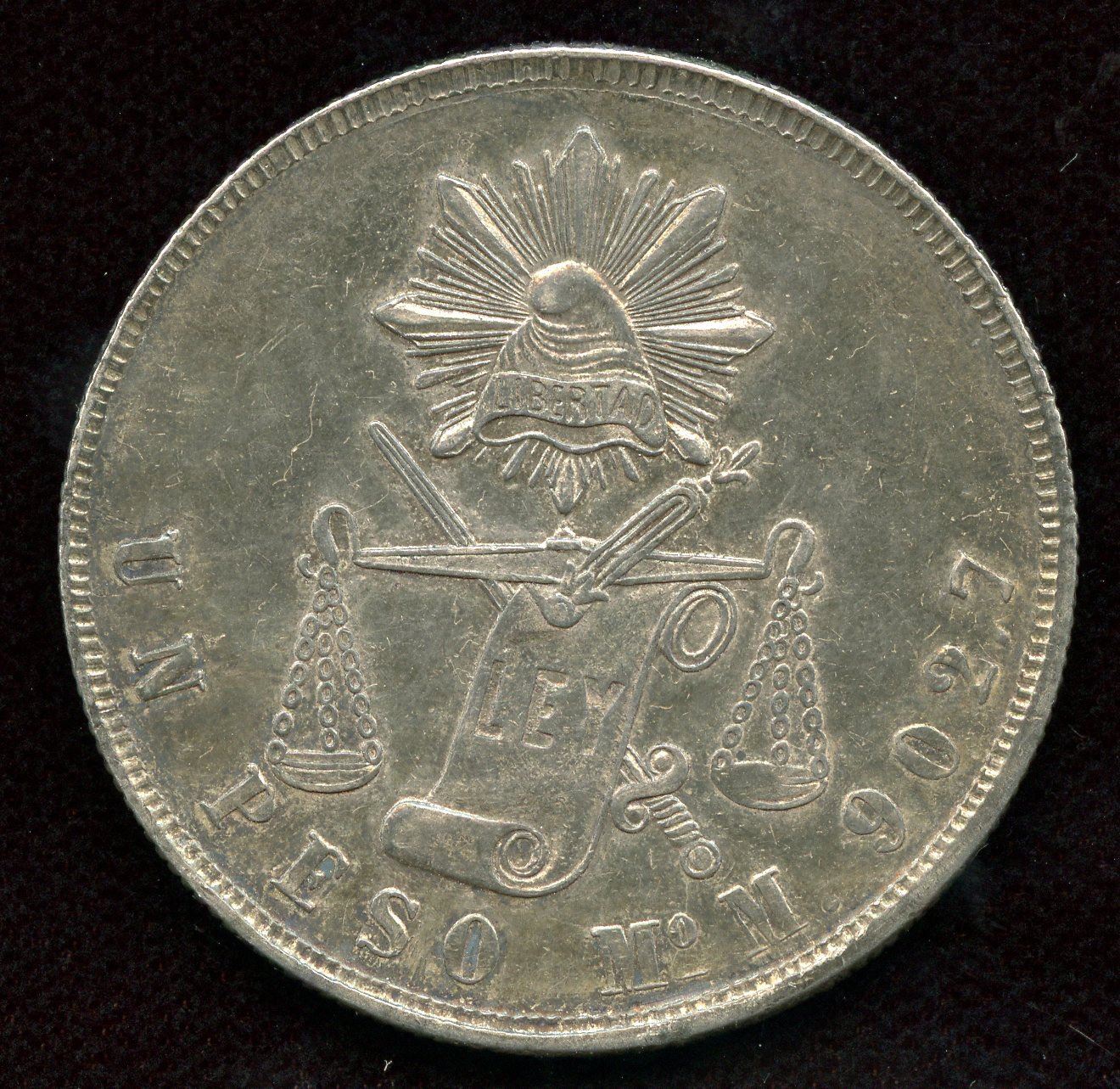 1872 Mexico Libertad Mexican Coin Un Peso