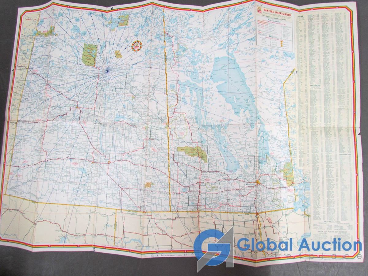 White Rose Oil 1960 Manitoba & Sask Road Maps