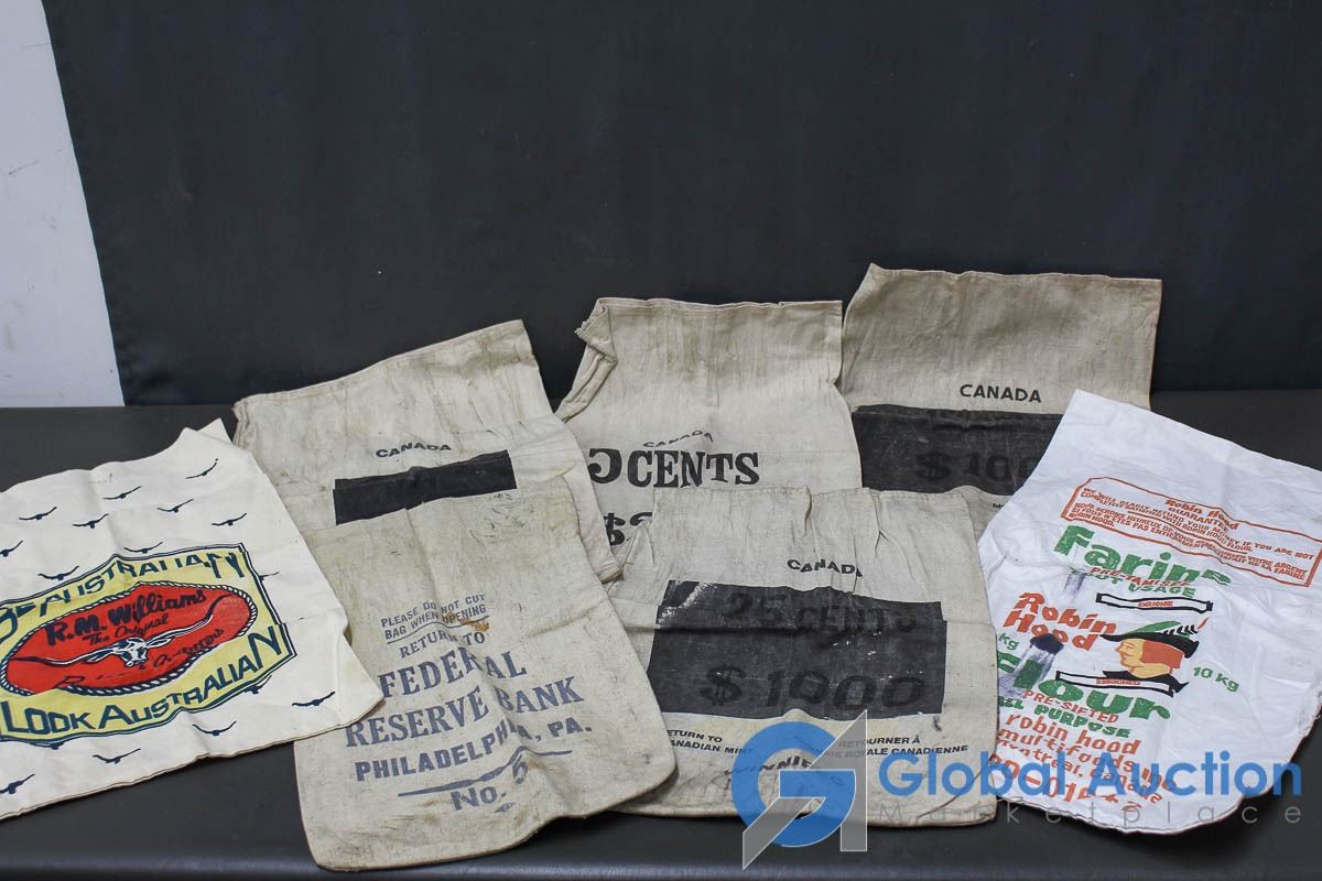 Vintage Money Transfer Bags & Robin Hood 10 KG Flour Bag