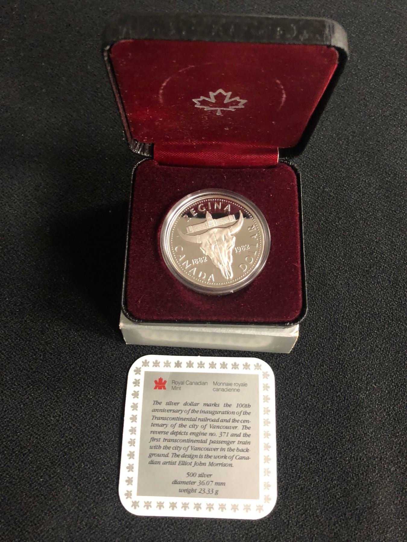 1882-1982 Canadian $1 Regina Centennial Proof Silver Dollar Coin .500 ...