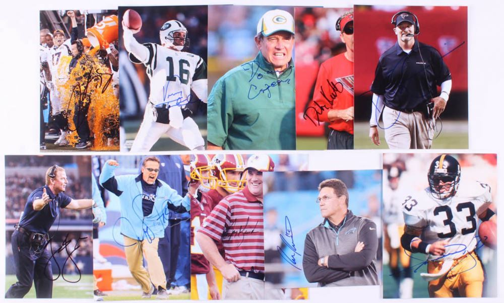 Lot of (10) Signed NFL Coaches 8x10 Photos with Vinny Testaverde, Ron ...