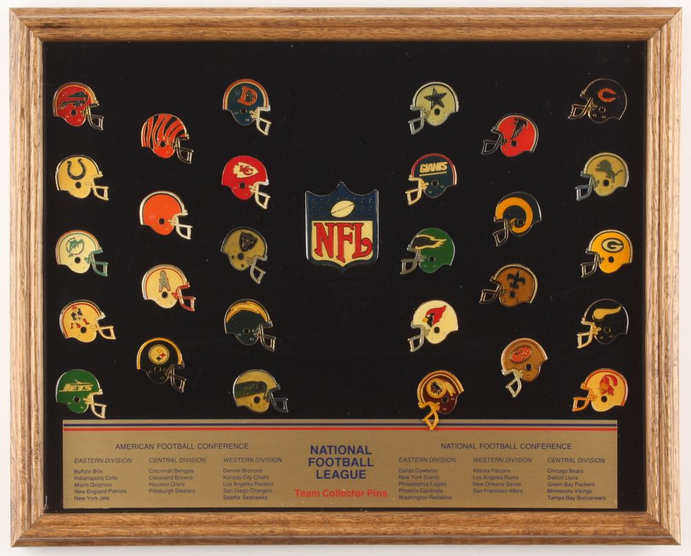 Vintage NFL Collectors 12x15 Custom Framed Pin Set Display