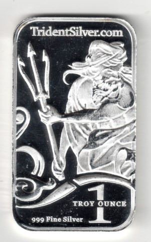 1 oz. Silver Bar NEPTUNE SILVER TRIDENT
