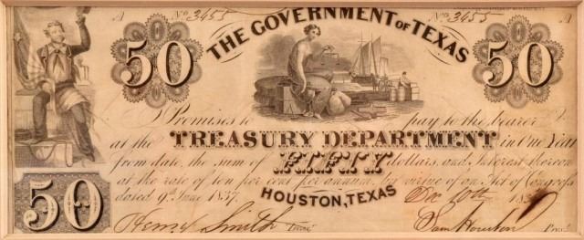 Collection of Sam Houston Signed Treasury Notes