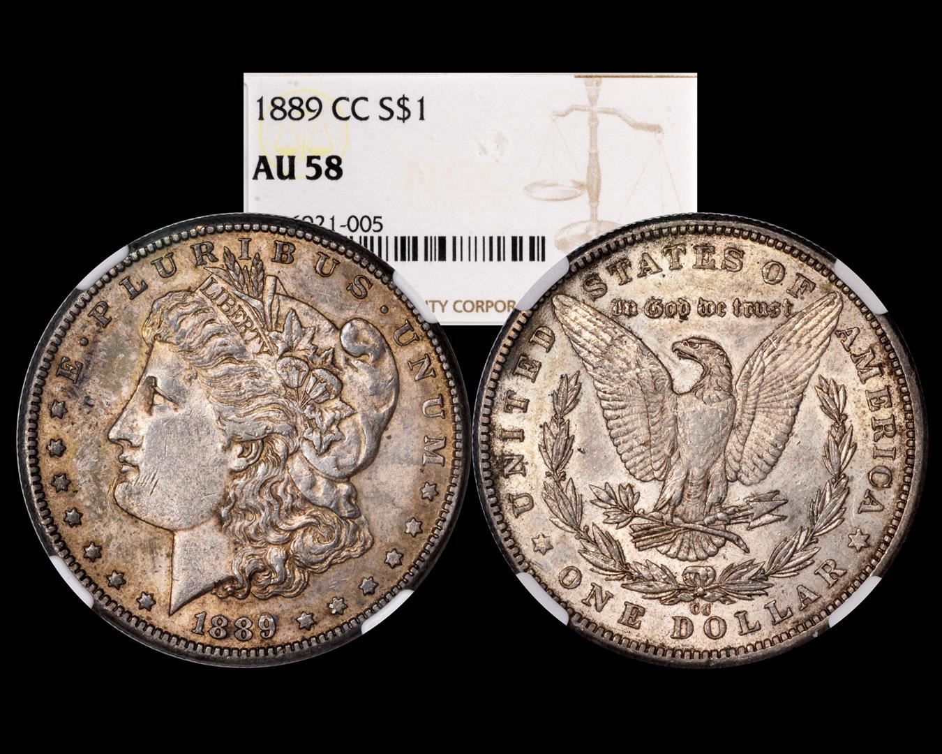 1889-CC $1 Morgan Silver Dollar Coin NGC AU58