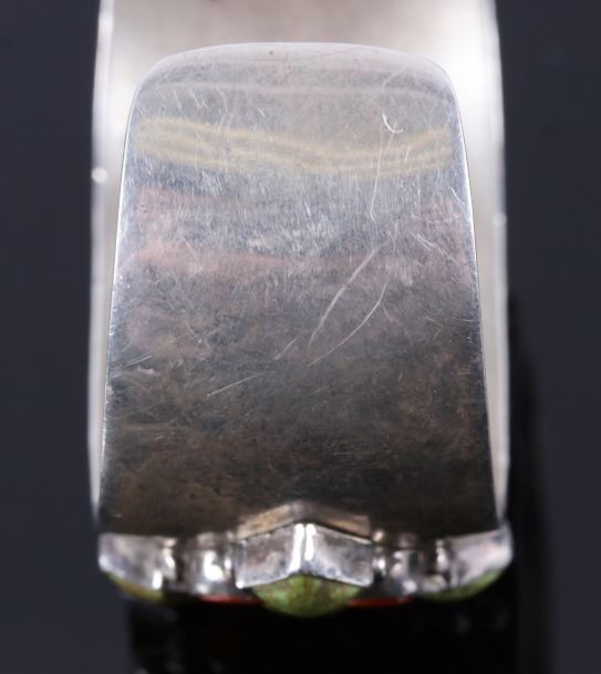 Navajo J.W. Toadlena Sterling Coral & Jade Cuff