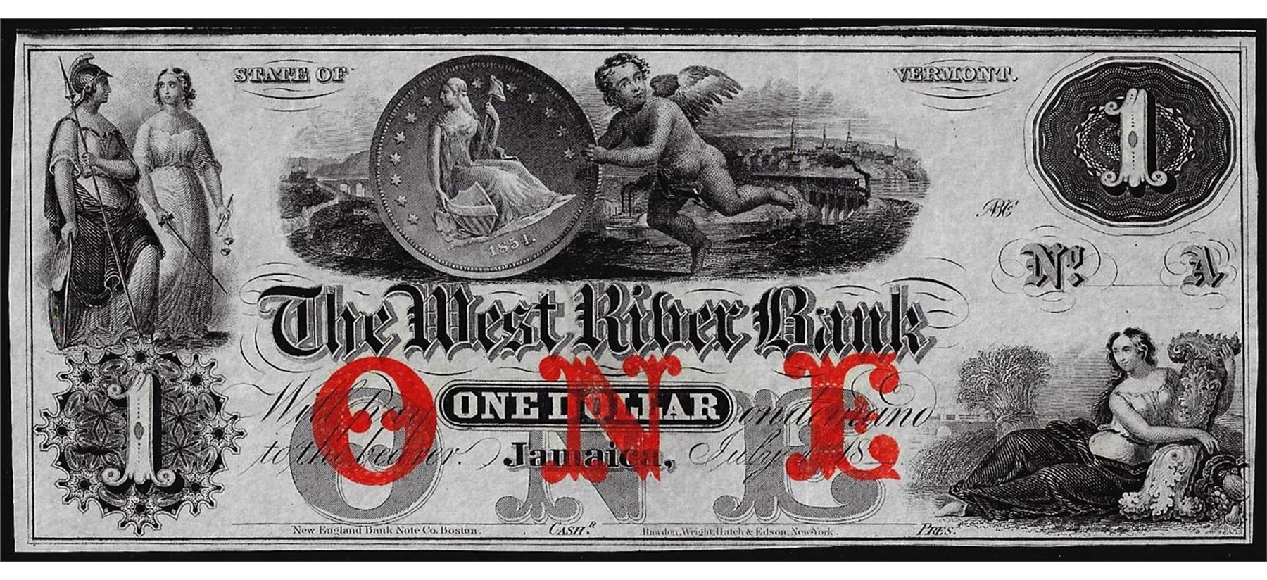 1800's $1 The West River Bank Obsolete Note